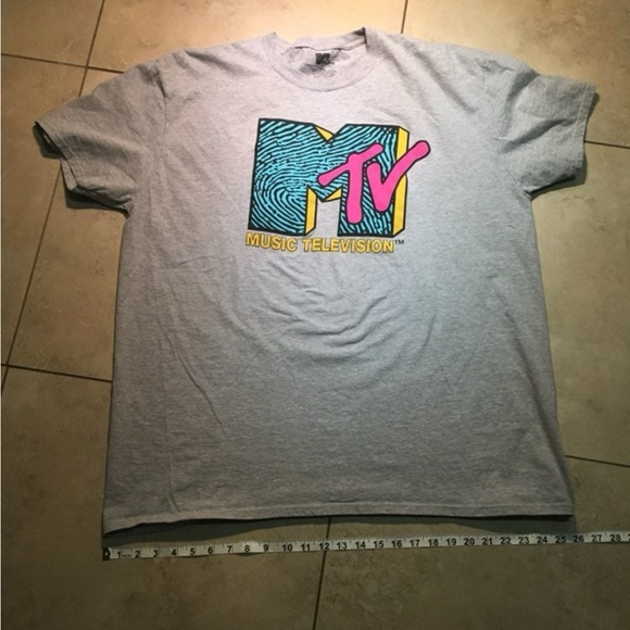 MTV | Shirts | Mtv Shirt Blue Pink Yellow Big Logo Size Xxl | Poshmark